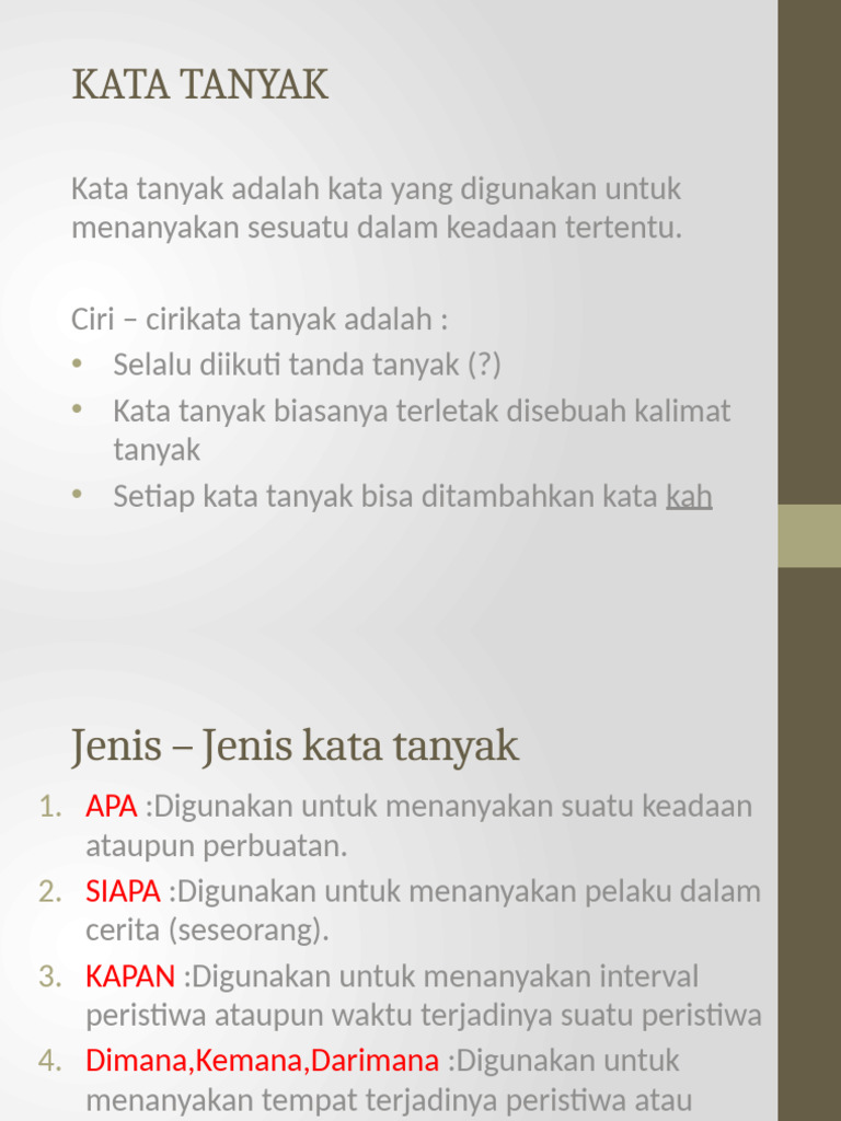KATA TANYAK (B.indo) | PDF