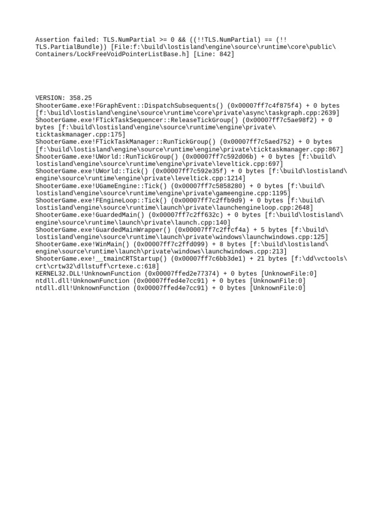 ShooterGame TLS Assertion Error Debug | PDF