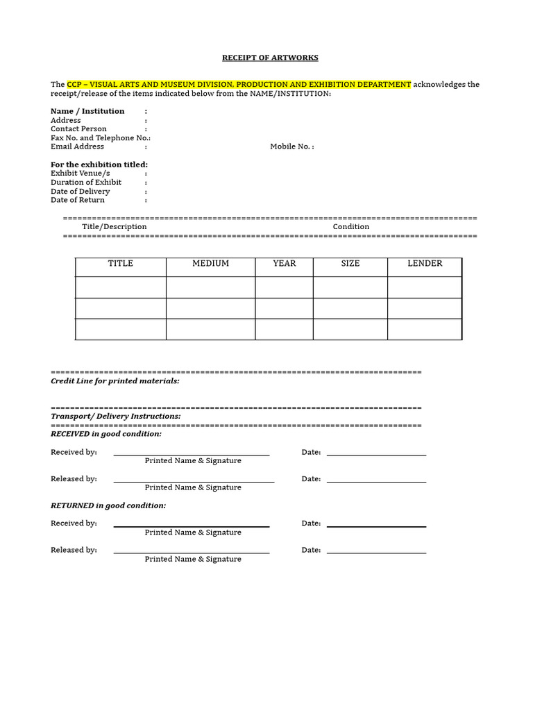 CCP-Template-Receiving Forms | PDF