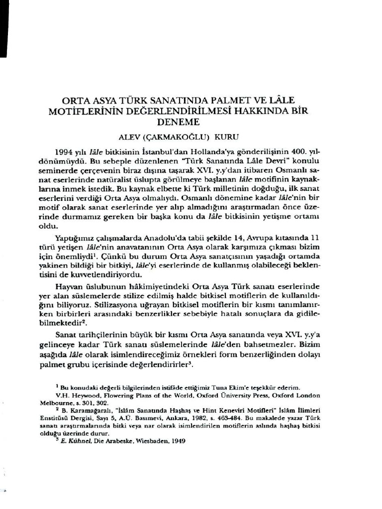 Orta Asya Turk Sanatinda Palmet Ve Lale | PDF