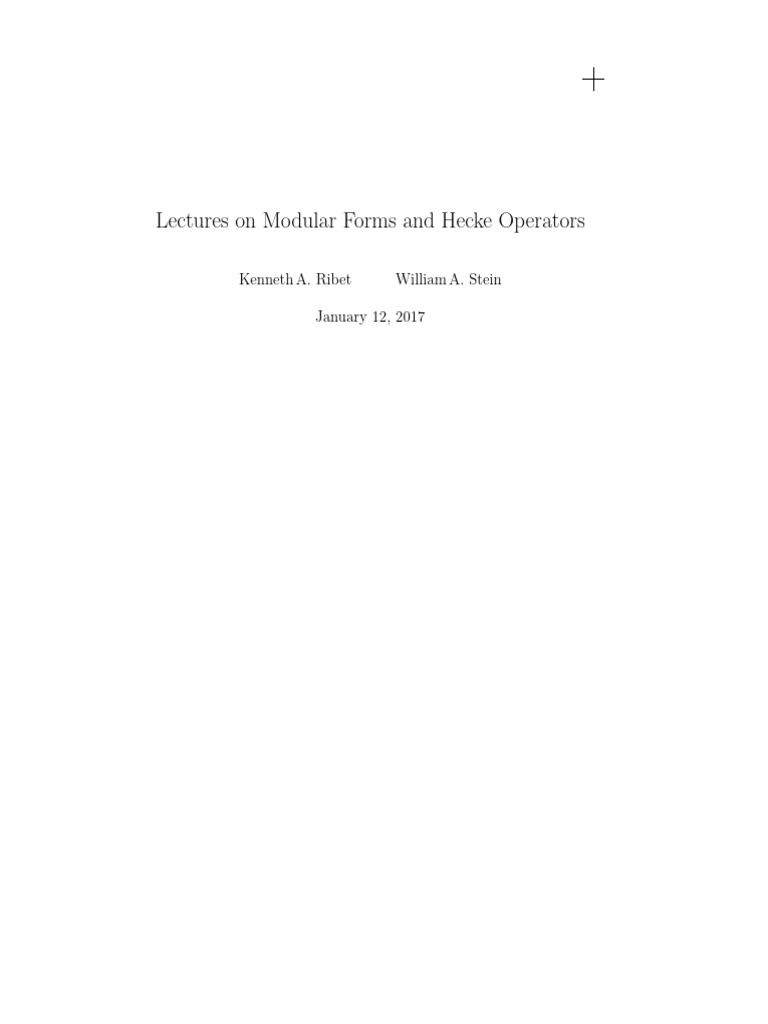Modular Forms and Hecke Operators Insights | PDF | Differential ...