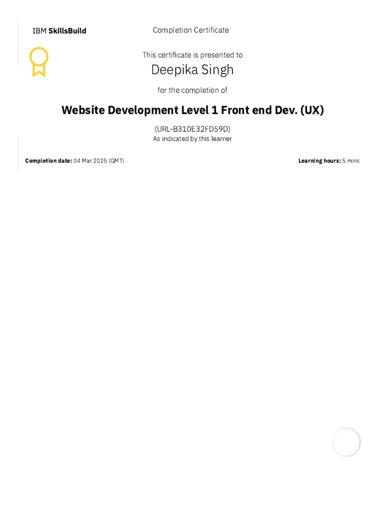 Completion Certificate - SkillsBuild | PDF