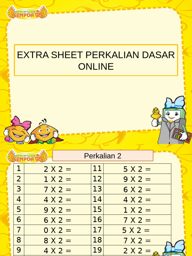 Lembar Kerja Perkalian Dasar | PDF