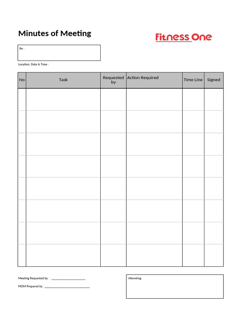 NFI HR CS - Form Minutes of Meeting MOM | PDF