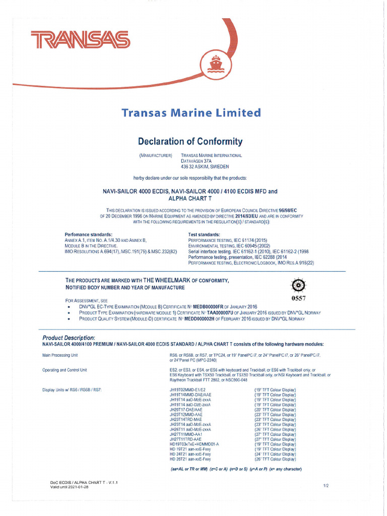 NS4000 DOC Cert | PDF