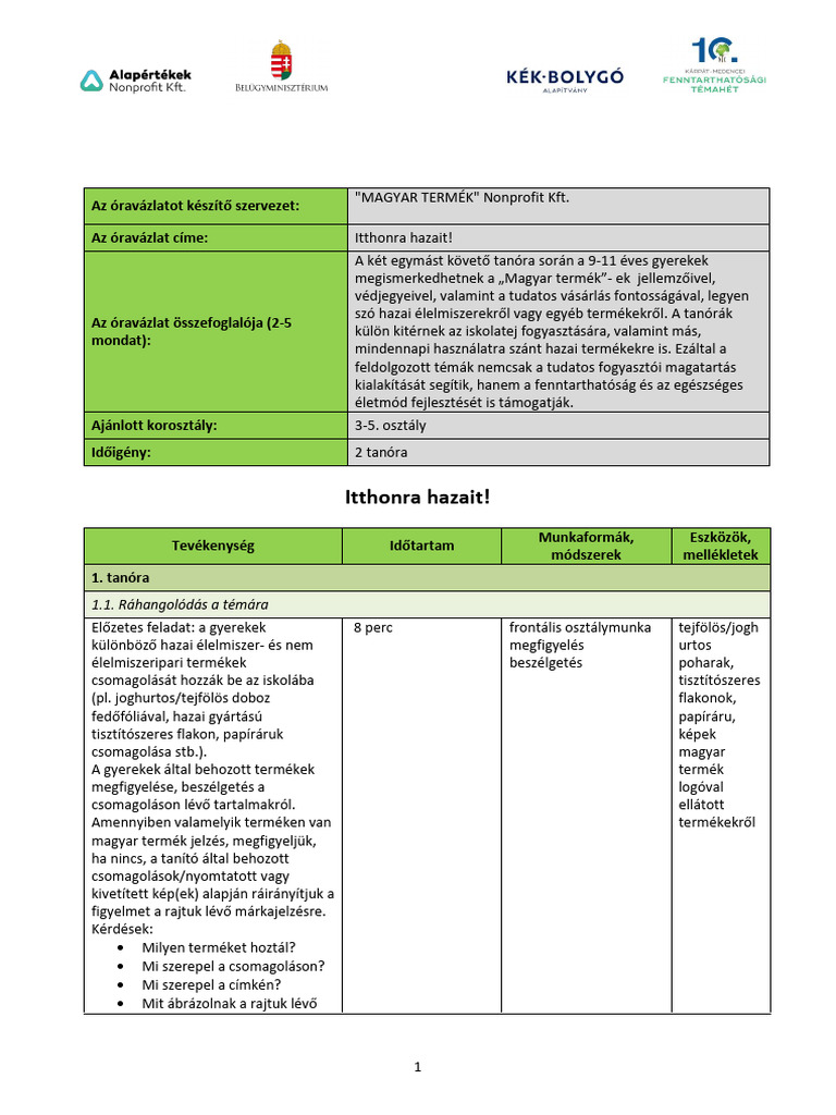 Magyar Termek - Itthonra - Hazait - Oravazlat | PDF