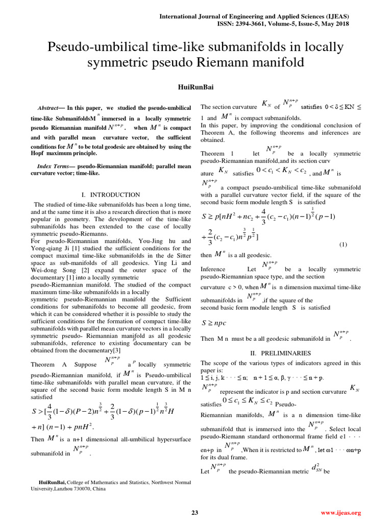257221-pseudo-umbilical-time-like-submanifolds-fecd09f1 | PDF | Topological Spaces | Applied ...