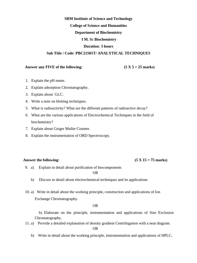 Analytical Sem QP-1 2025 | PDF