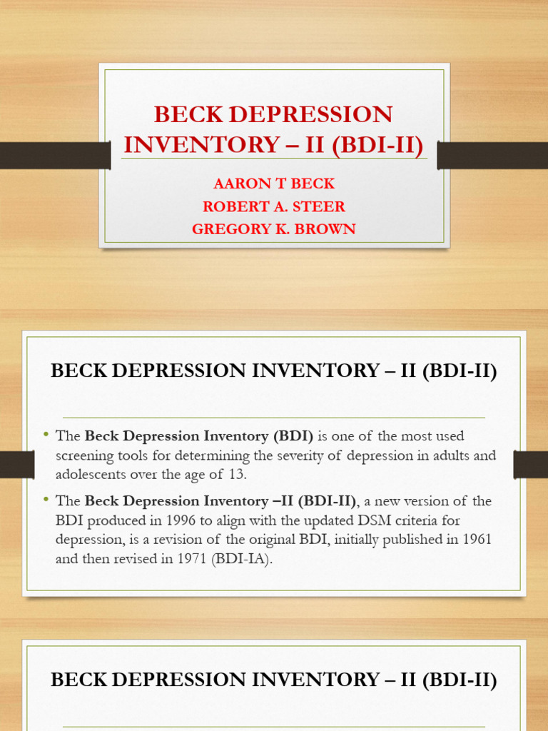 Beck Depression Inventory (BDI) | PDF | Major Depressive Disorder ...