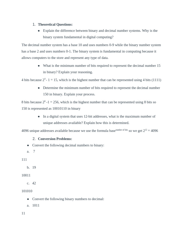 Binary Representation of Decimal Numbers | PDF
