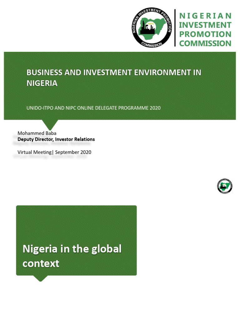 NIPC Presentation | PDF | Nigeria | Economies