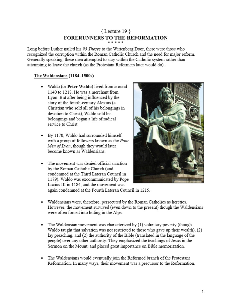 Waldensians: Forerunners of Reform | PDF | Abrahamic Religions ...