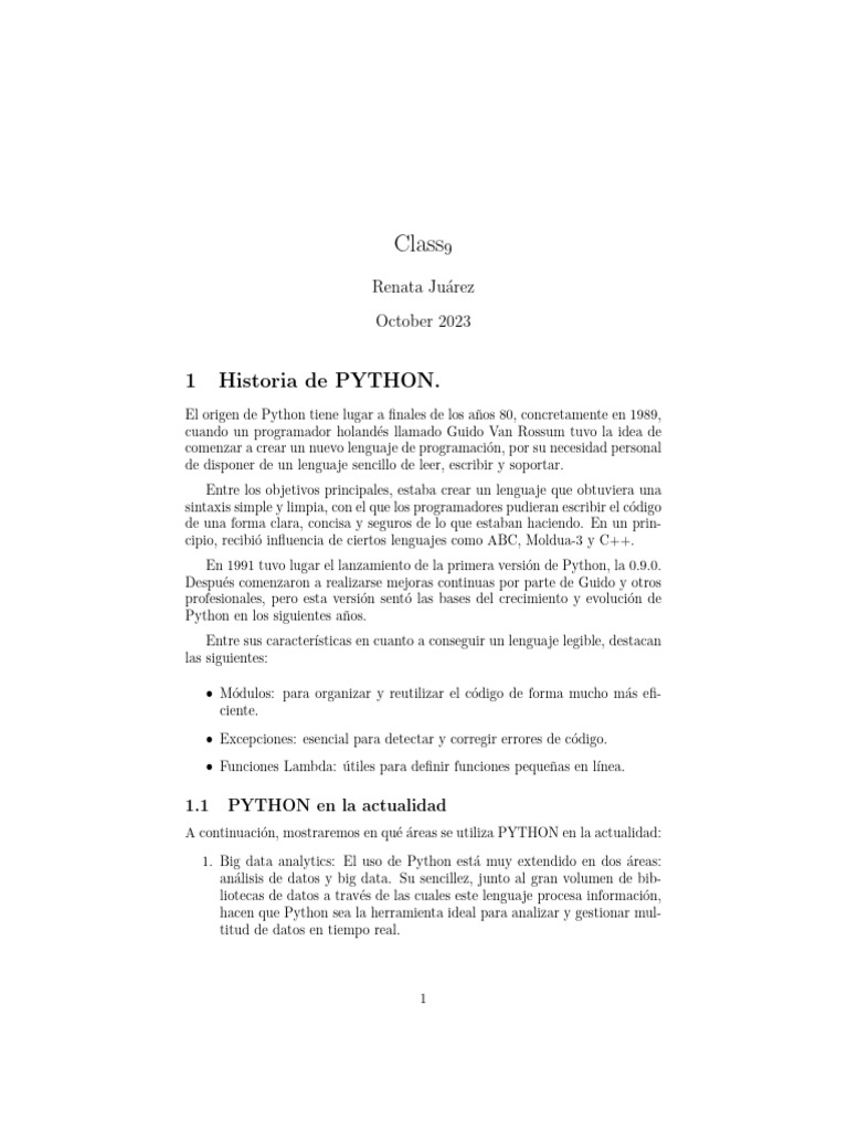 Historia y Usos Actuales de Python | PDF | Python (lenguaje de programación) | Desarrollo web