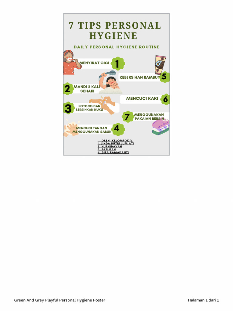 Green and Grey Playful Personal Hygiene Poster PDF | PDF