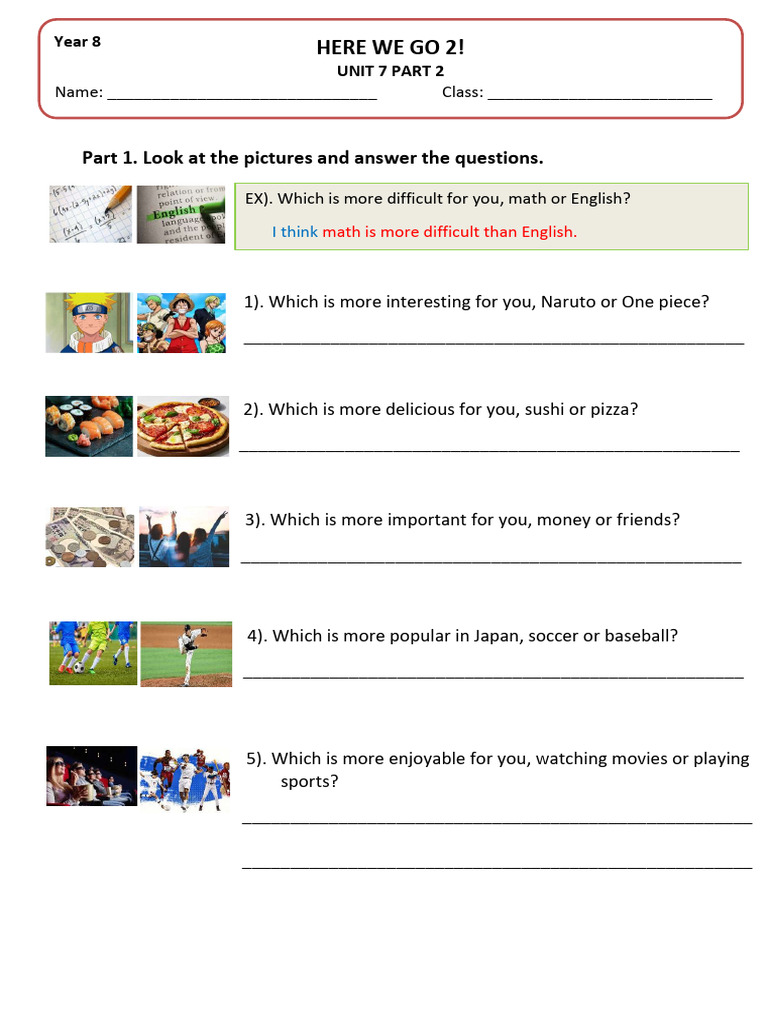 Year 8 Here We Go Unit 7 Part 2 | PDF