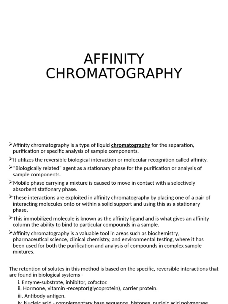 Affinity chromatography, Adsorption and partition | PDF ...