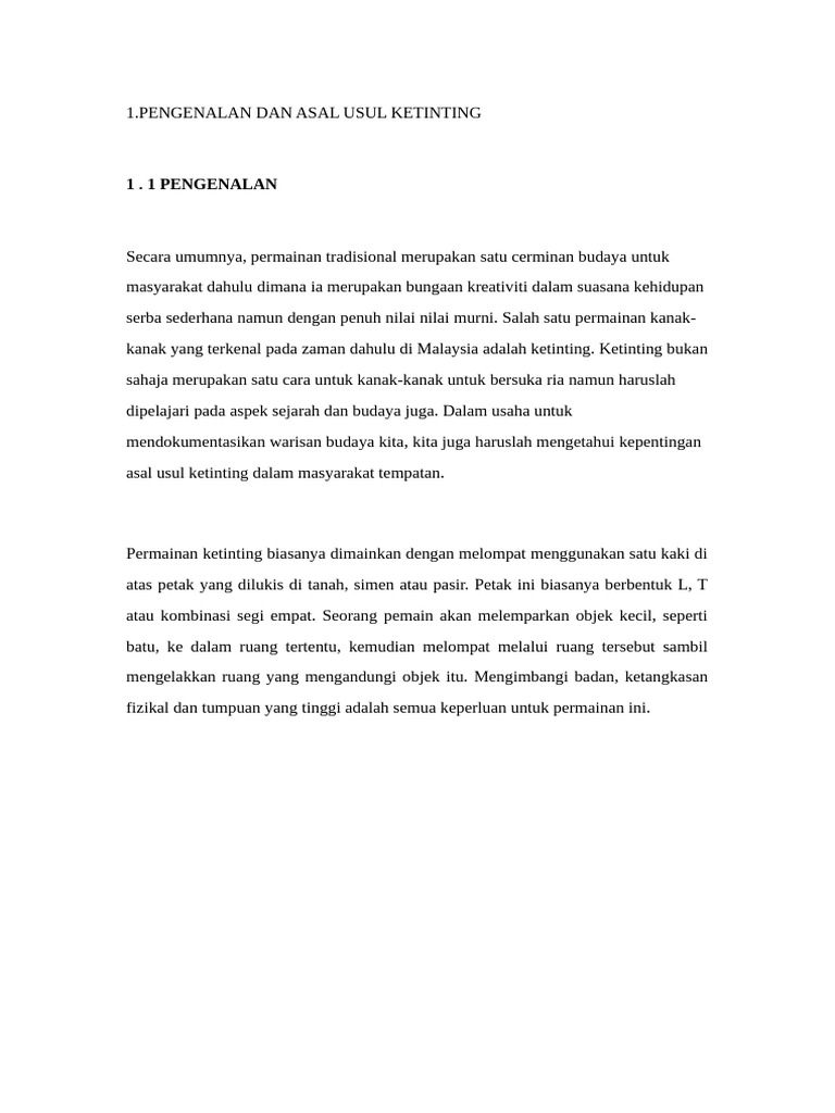 Asal Usul Permainan Ketinting | PDF
