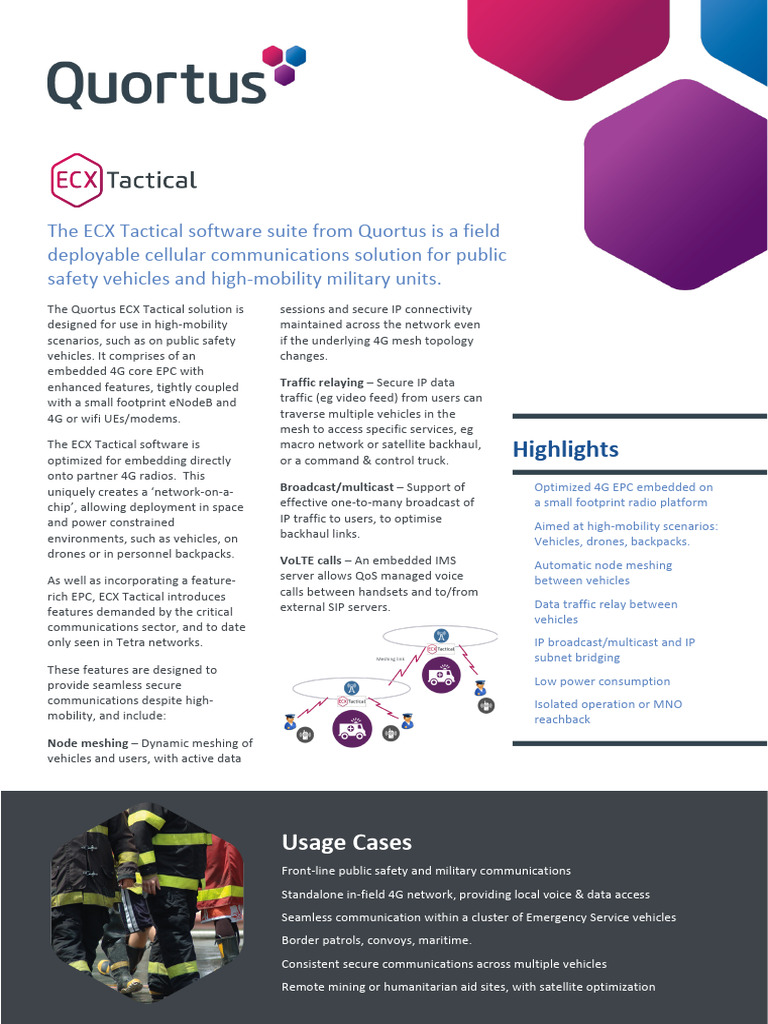 PB006v 1 4 Quortus ECX Tactical Datasheet | PDF | Internet Architecture | Telecommunications