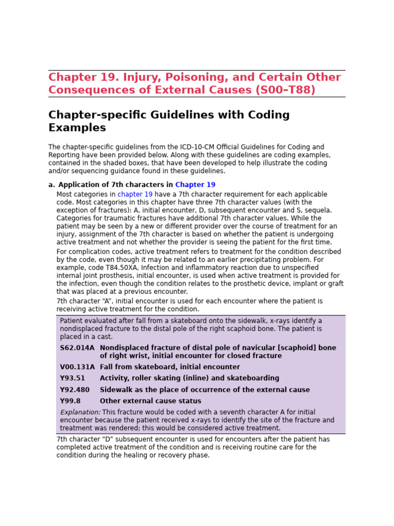 ICD-10 Chapter 19: Injury Coding Guide | PDF | Thumb | Foot