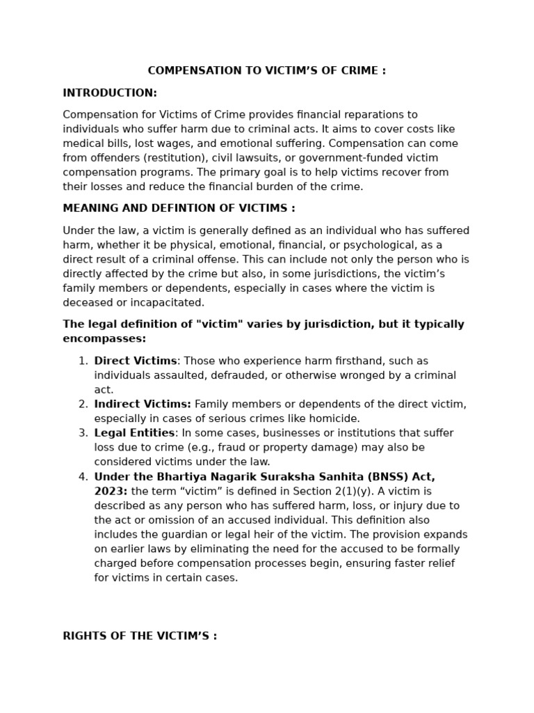Compensation To Victim of Crime | PDF | Crimes | Crime & Violence