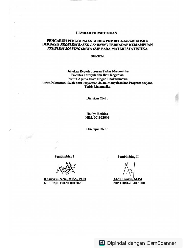 lembar persetujuan skripsi | PDF