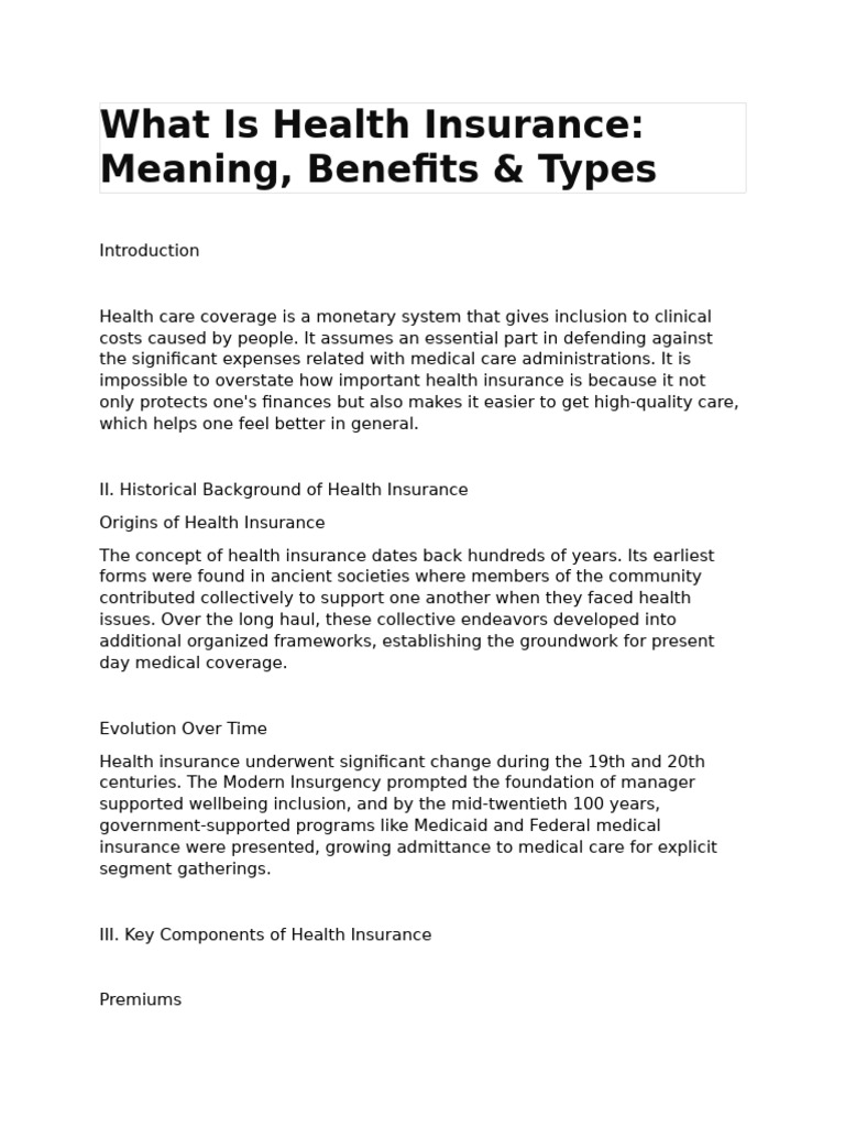Understanding Health Insurance: Types & Benefits | PDF | Insurance ...