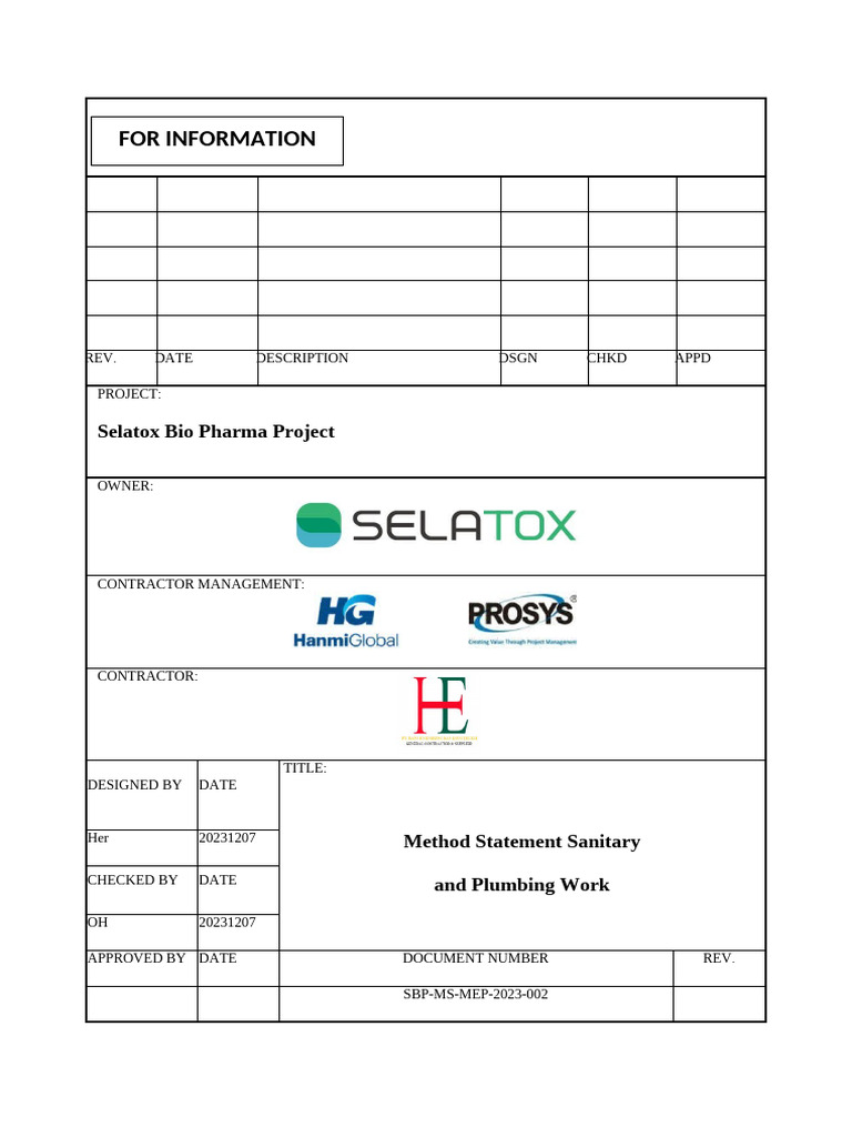 Methode Sanitary and Plumbing Work | PDF