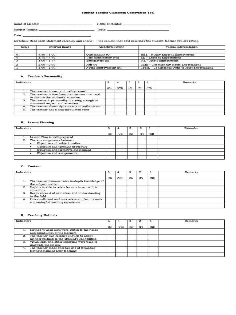 Classroom Observation Evaluation Tool | PDF | Teachers | Pedagogy