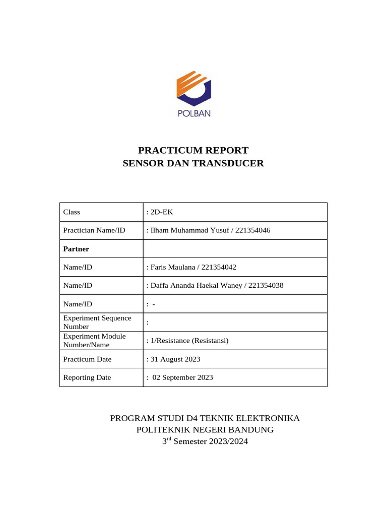 Laporan Sensor Transduser 1 Translated | PDF | Voltage | Resistor
