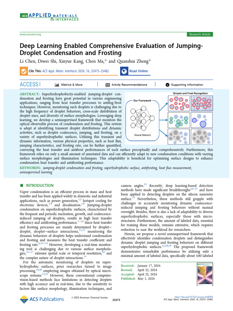 Chen Et Al 2024 Deep Learning Enabled Comprehensive Evaluation of Jumping Droplet Condensation ...