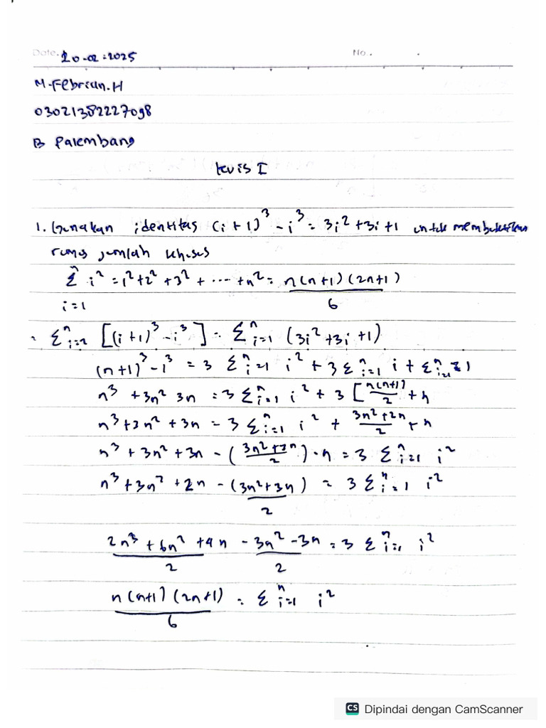 Kuis I MTK II_M Febrian Haidari_03021382227098 | PDF