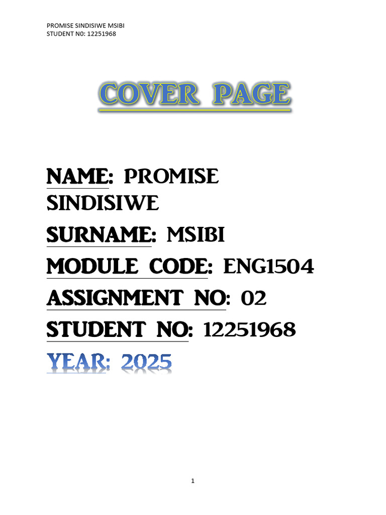 ENG1504 ASSIGNMENT 2 [12251968] | PDF