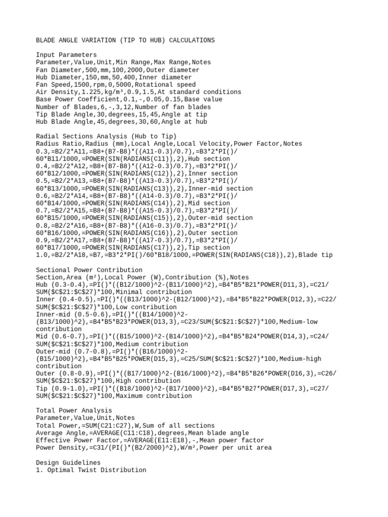 Blade Twist Calculations 3 | PDF | Pi | Geometric Measurement