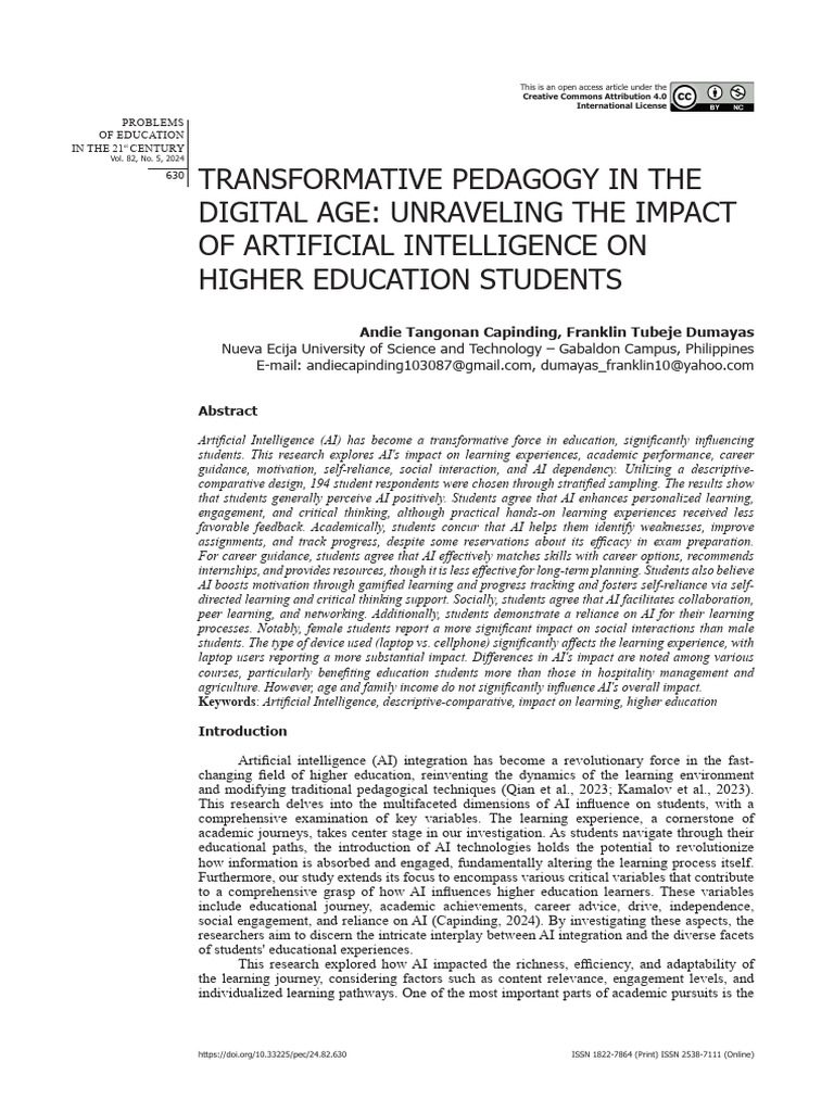 Transformative Pedagogy in The | PDF | Artificial Intelligence | Intelligence (AI) & Semantics