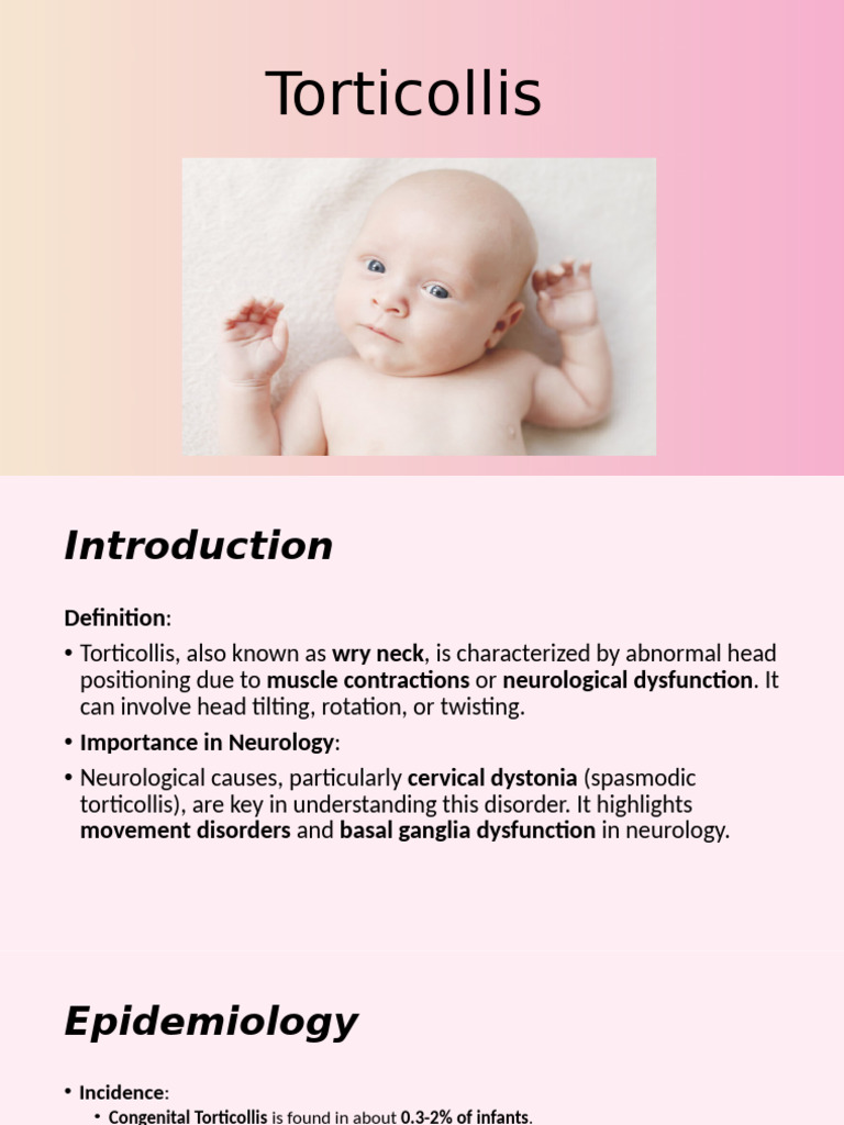 Torticollis | PDF | Dystonia | Human Diseases And Disorders