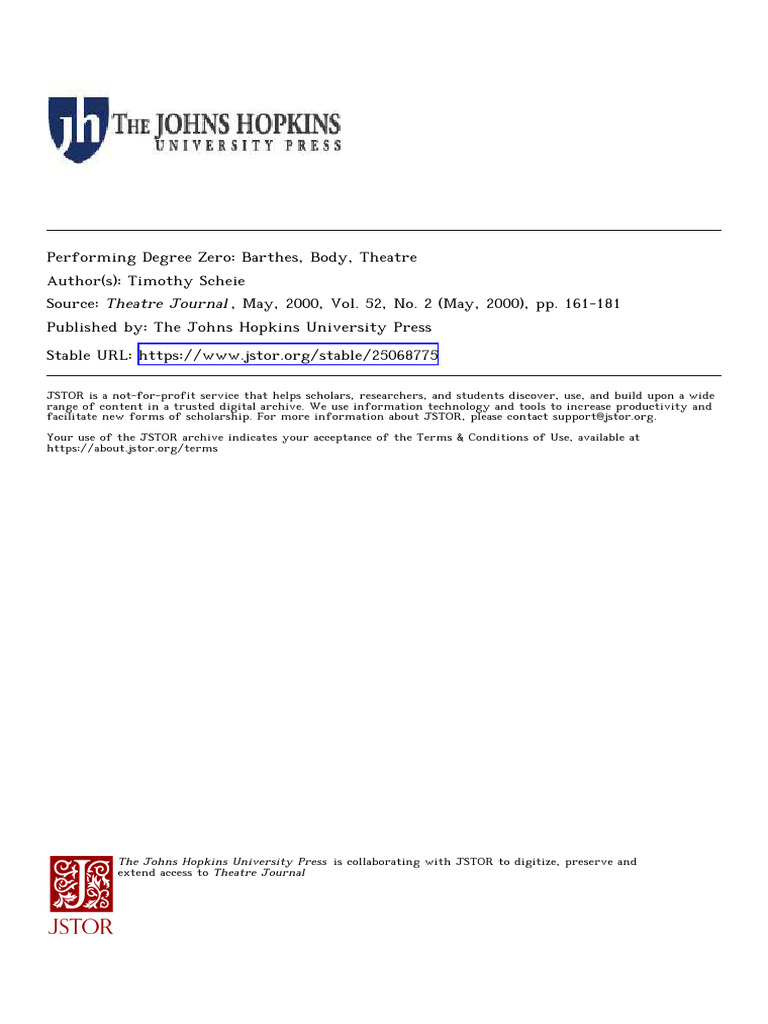 Scheie PerformingDegreeZero 2000 | PDF | Tragedy