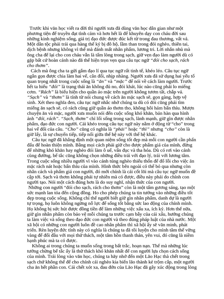 Đói Cho S CH, Rách Cho Thơm | PDF