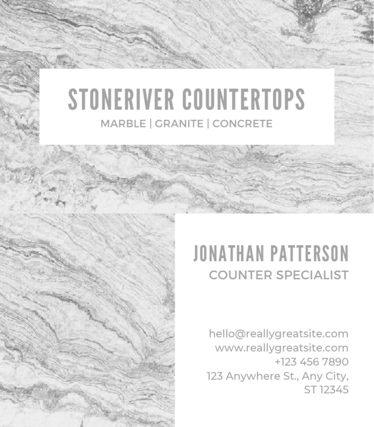 Interior Countertops Business Card in White Gray Minimalist Grayscale ...