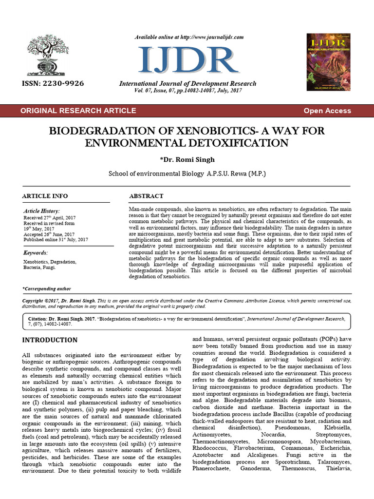 Biodegradation of Xenobiotics | PDF | Biodegradation | Soil