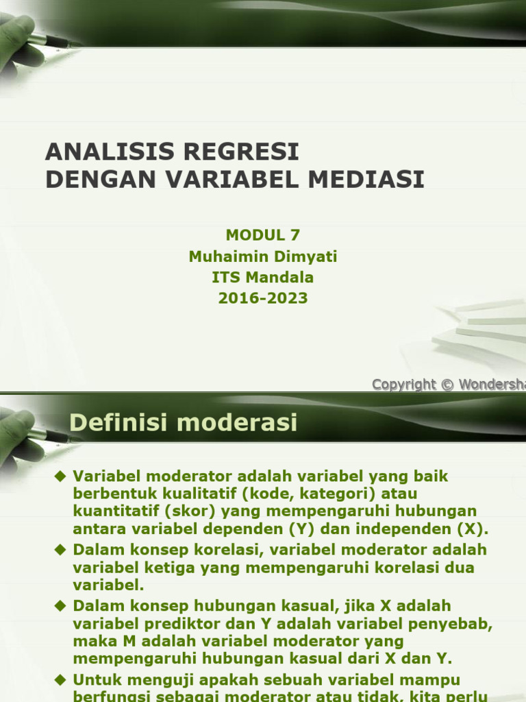 Analisis Regresi Dengan Moderasi - 2024 | PDF