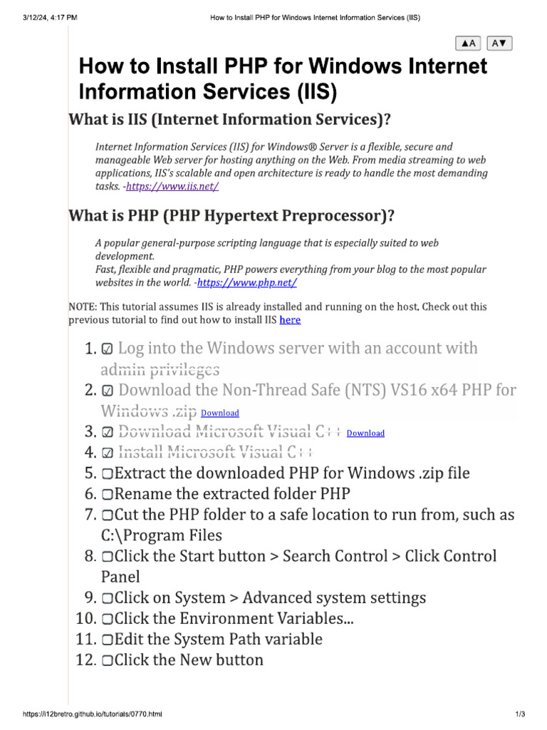 How To Install PHP With Iis | PDF