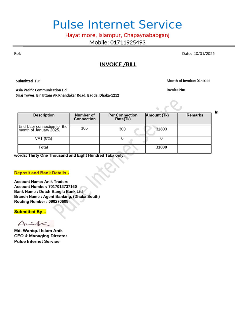 EDC PULSE BILLINGS - January-2025 | PDF