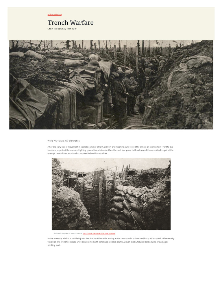 Life in WWI Trenches: 1914-1919 | PDF | Trench Warfare | Conflicts