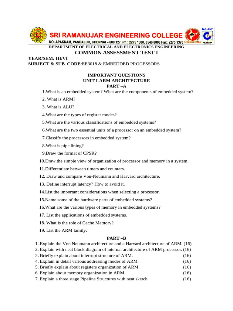 Embedded Processor - Cat 1 Q-March 2025 | PDF | Central Processing Unit | Embedded System