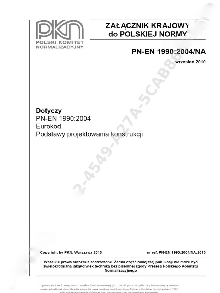 PN-EN 1990-2004 NA-2010 Eurokod. Podstawy Projektowania Konstrukcji | PDF