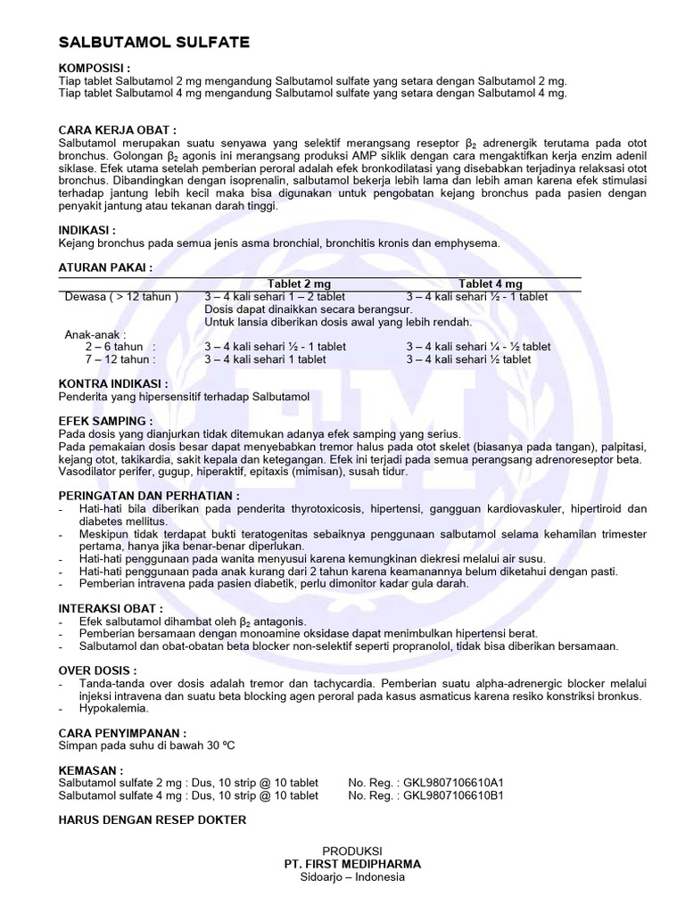 Brosur Salbutamol Tablet | PDF