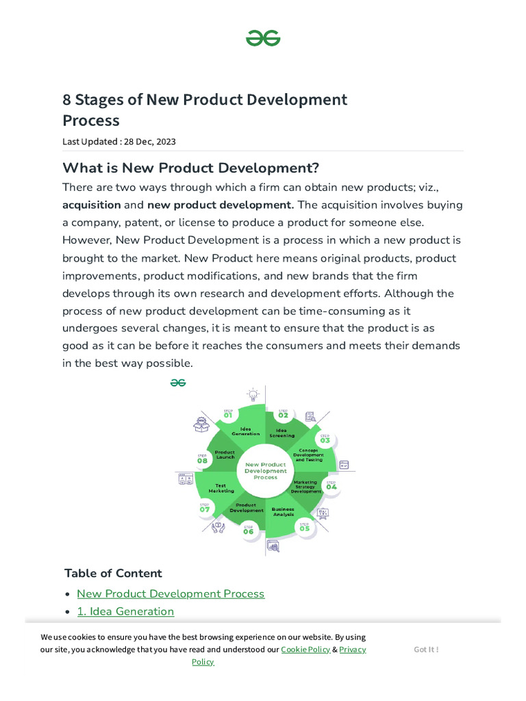 8 Stages of New Product Development Process - GeeksforGeeks | PDF | Swot Analysis | Marketing
