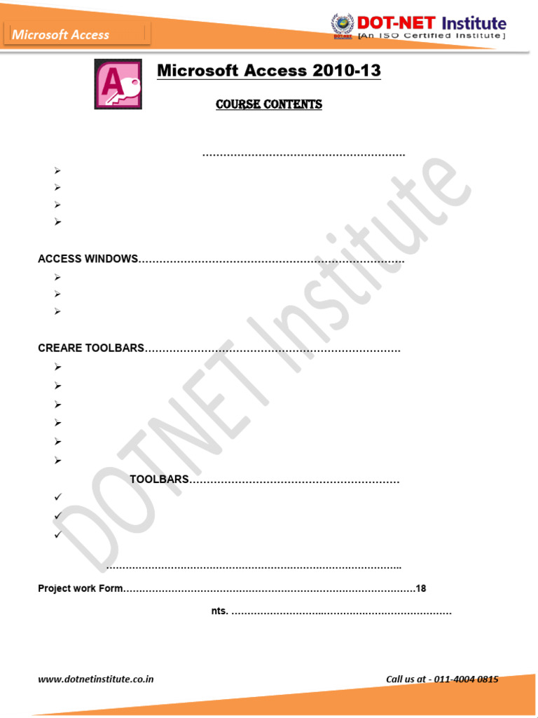 Lesson 1 Ms Access Introduction of Ms Access | PDF | Microsoft Access | Databases