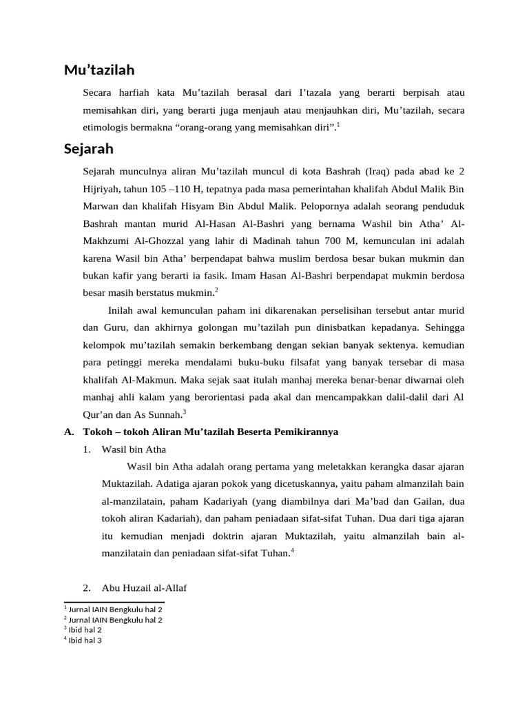 Mu'tazilah Rangkuman | PDF