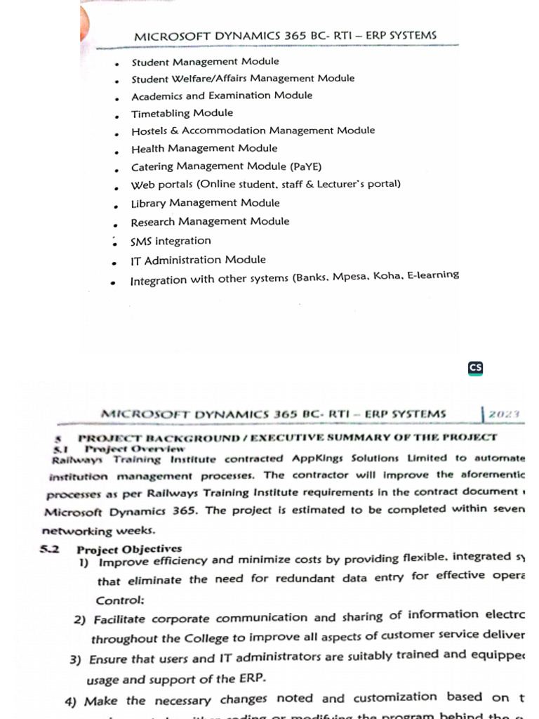 RTI ERP Project Document | PDF